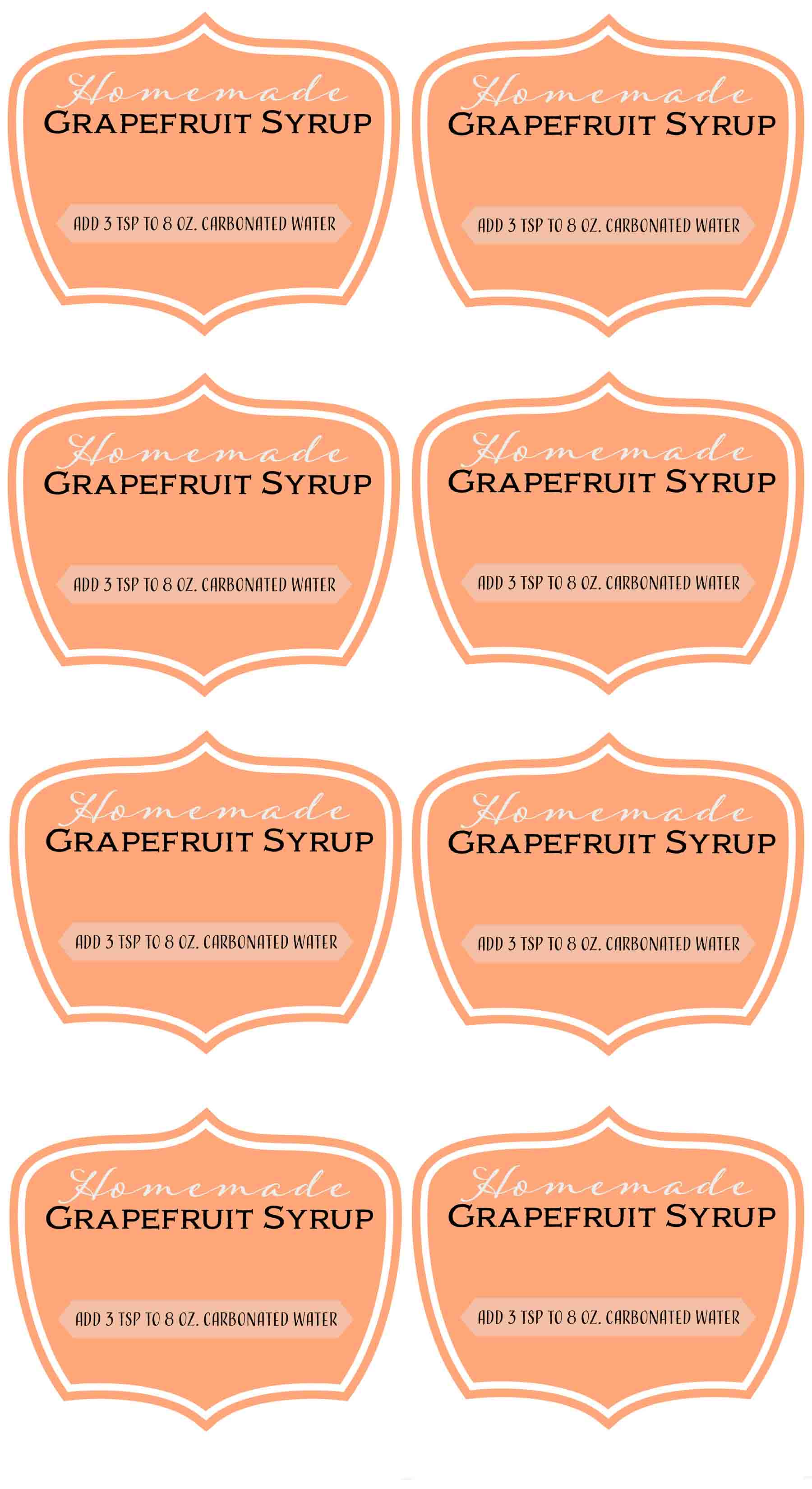 Grapefruit Soda Syrup Favors with Free Printable Labels