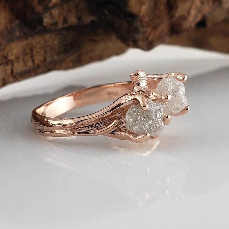 8 Raw Gemstone Engagement Rings from Etsy